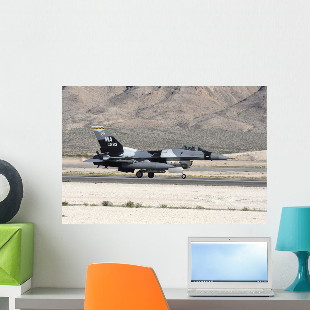 Black F-16c Aggressor Jet Landing Wall Decal - WallMonkeys.com ...