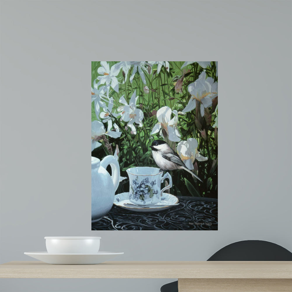 Chickadee and Teacup Wall Decal - WallMonkeys.com – Wallmonkeys