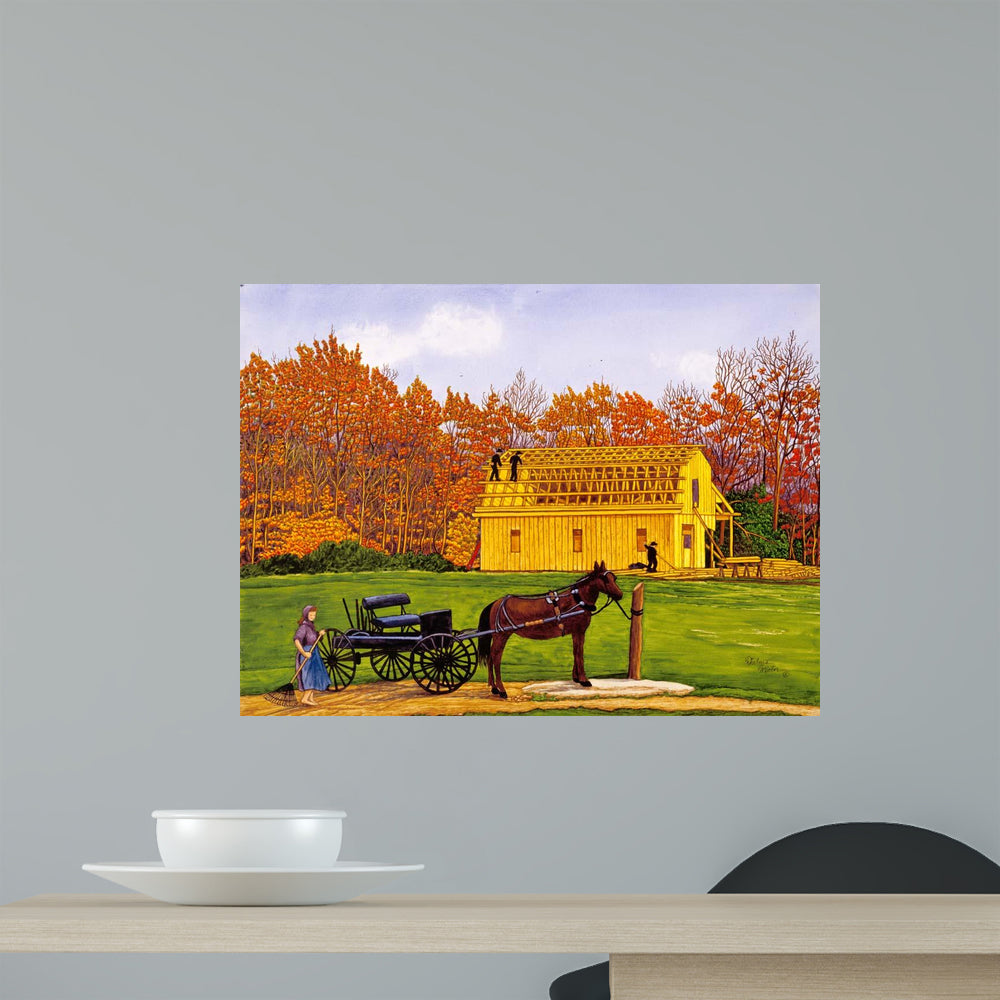 Amish Barn Raising Wall Decal - WallMonkeys.com – Wallmonkeys