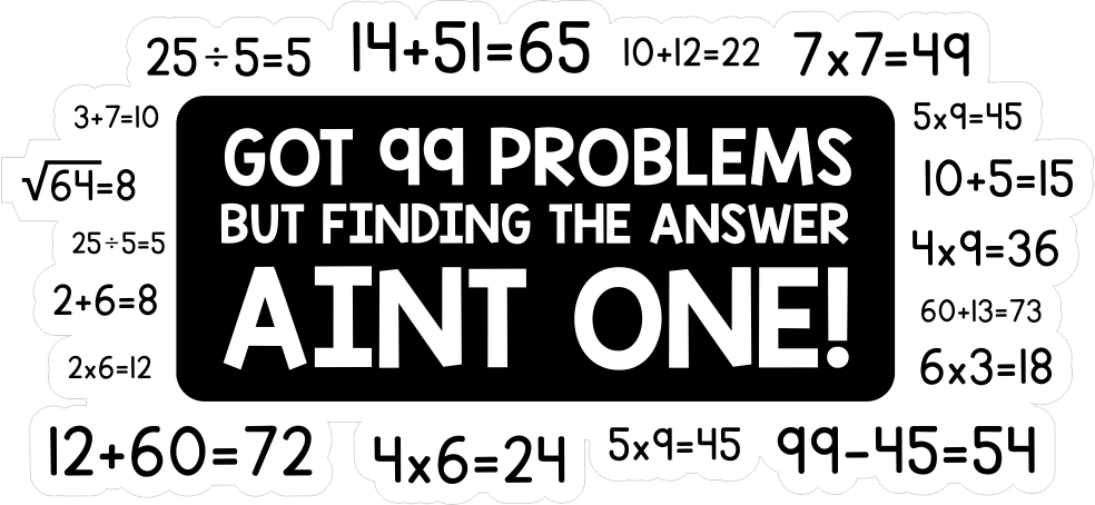 I Got 99 Problems Math Teacher Wall Decal -Wall Monkeys – Wallmonkeys
