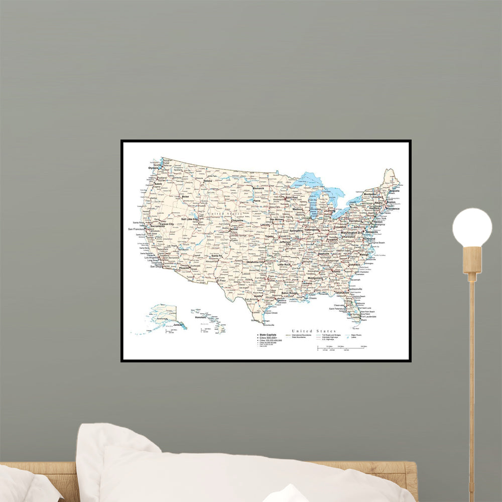 United States America Map Wall Mural – Wallmonkeys