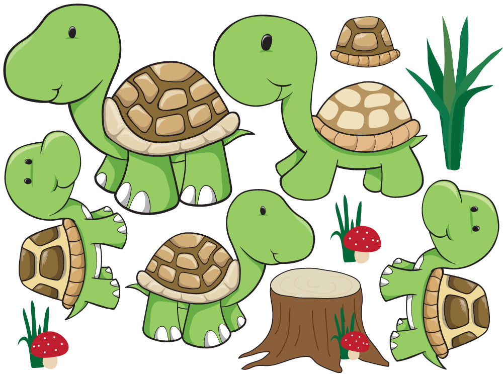 Cute Cartoon Turtle Family Wall Decal Sticker Set Wall Decal ...