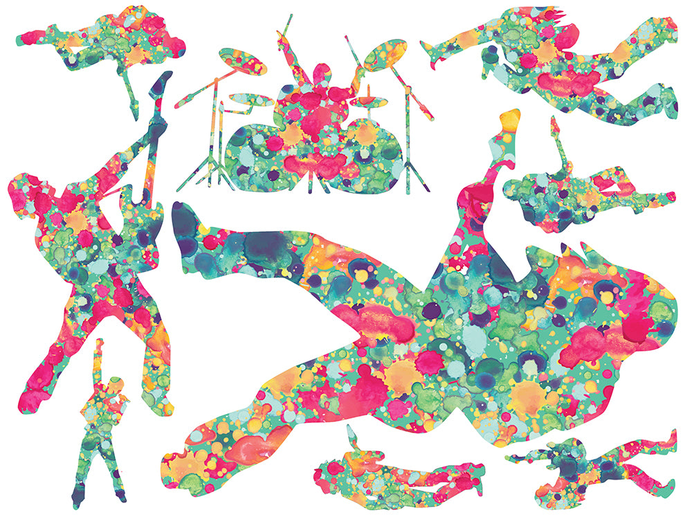 Colorful Rock Star Silhouettes Wall Decal Sticker Set Wall Decal ...