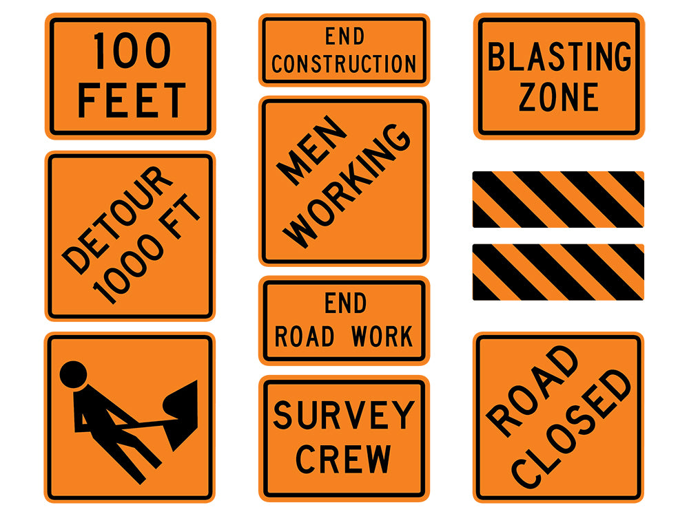 Construction Street Signs Wall Decal Sticker Set Wall Decal ...