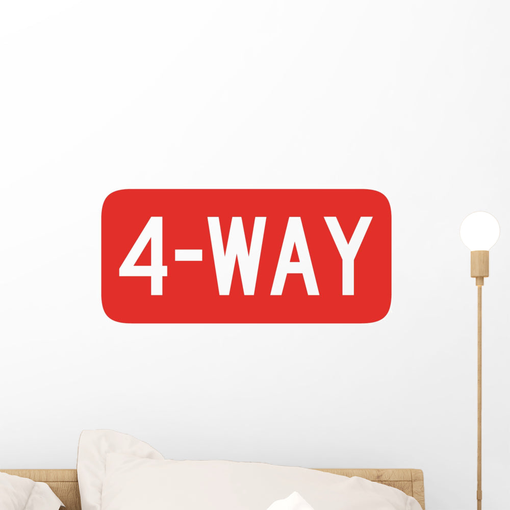 Red 4-way Sign Wall Decal - WallMonkeys.com – Wallmonkeys