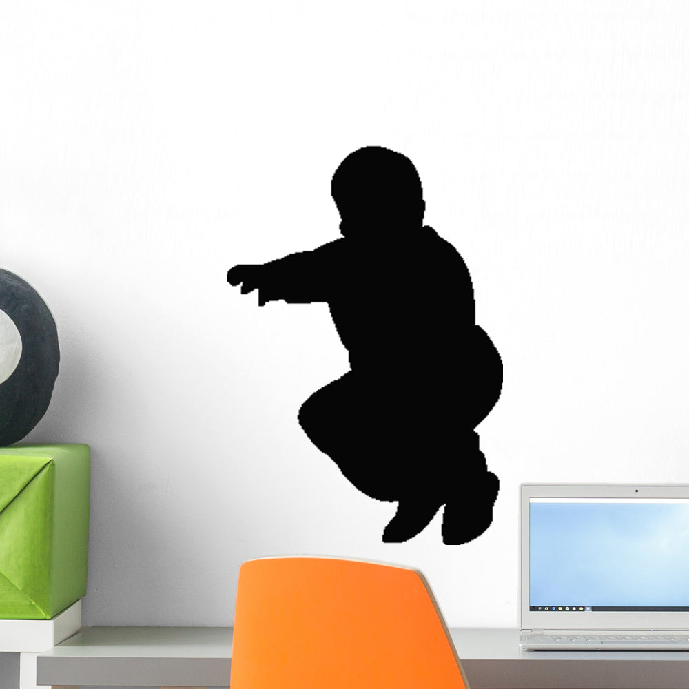 Young Boy Squatting Silhouette Wall Decal - WallMonkeys.com – Wallmonkeys