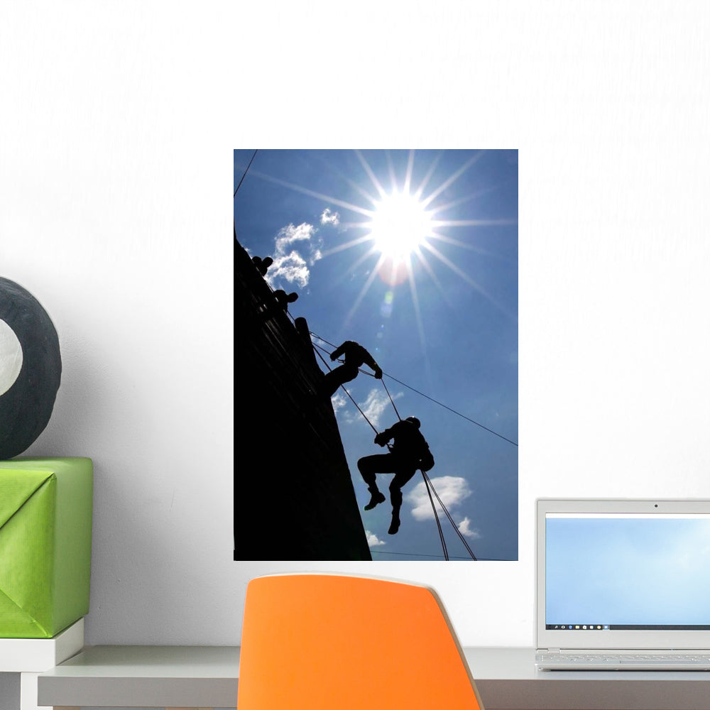 Soldiers Rappel from 70-foot Wall Decal - WallMonkeys.com – Wallmonkeys